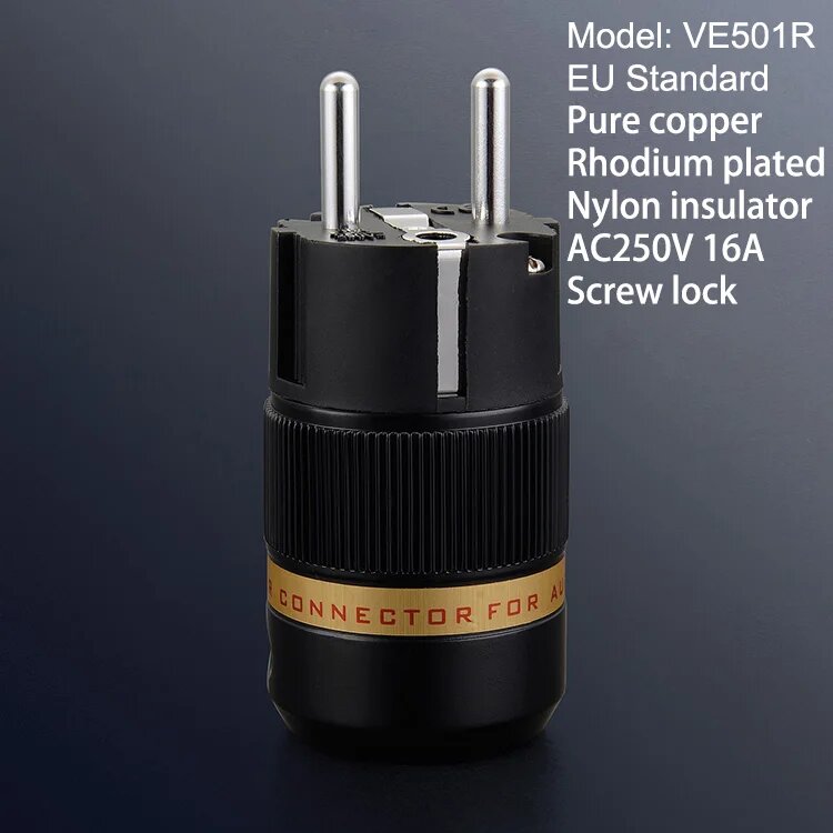 Вилка EU Viborg VE501R, медь, Rhodium, 16A, 250V