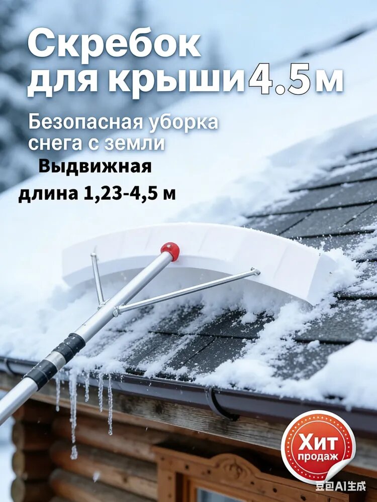 Снегорез для крыши для уборки снега 79 см с регулируемой ручкой