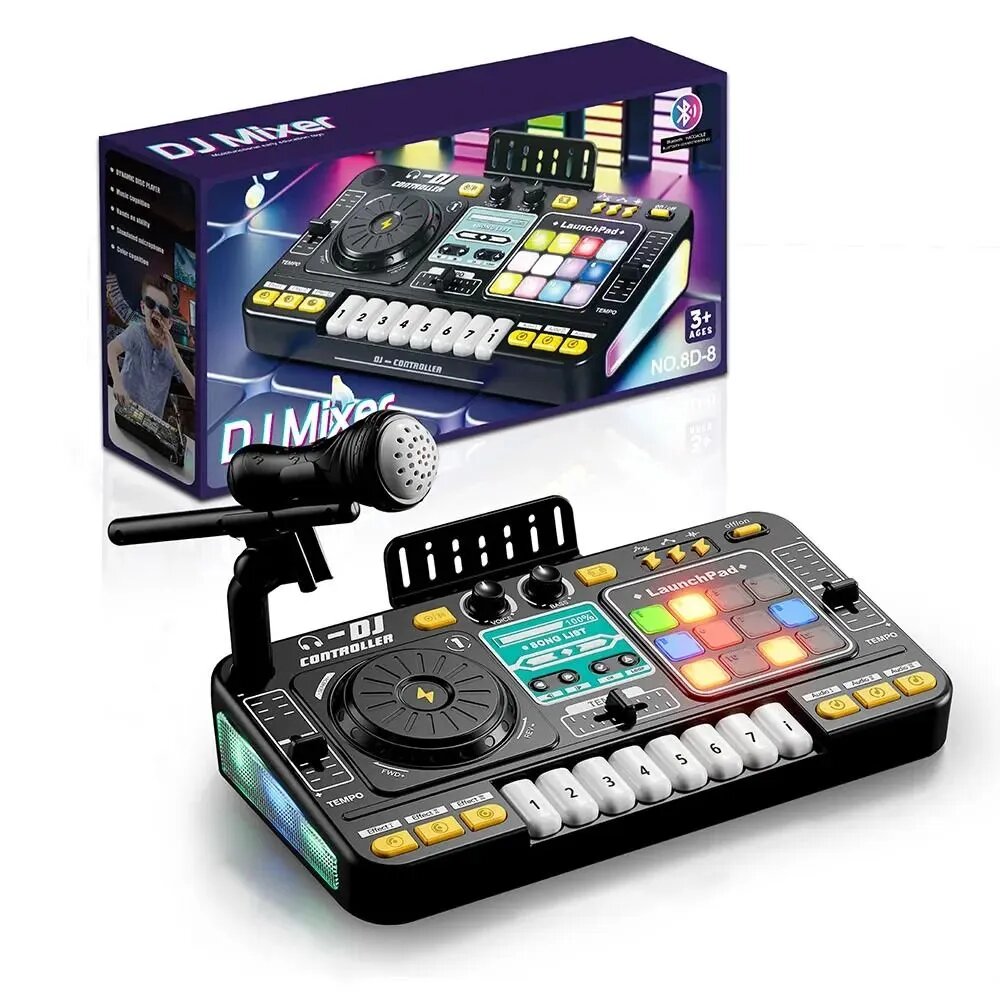 Детский Музыкальный Dj-Пульт С Микрофоном И Bluetooth, Интерактивная Игрушка Со Светом
