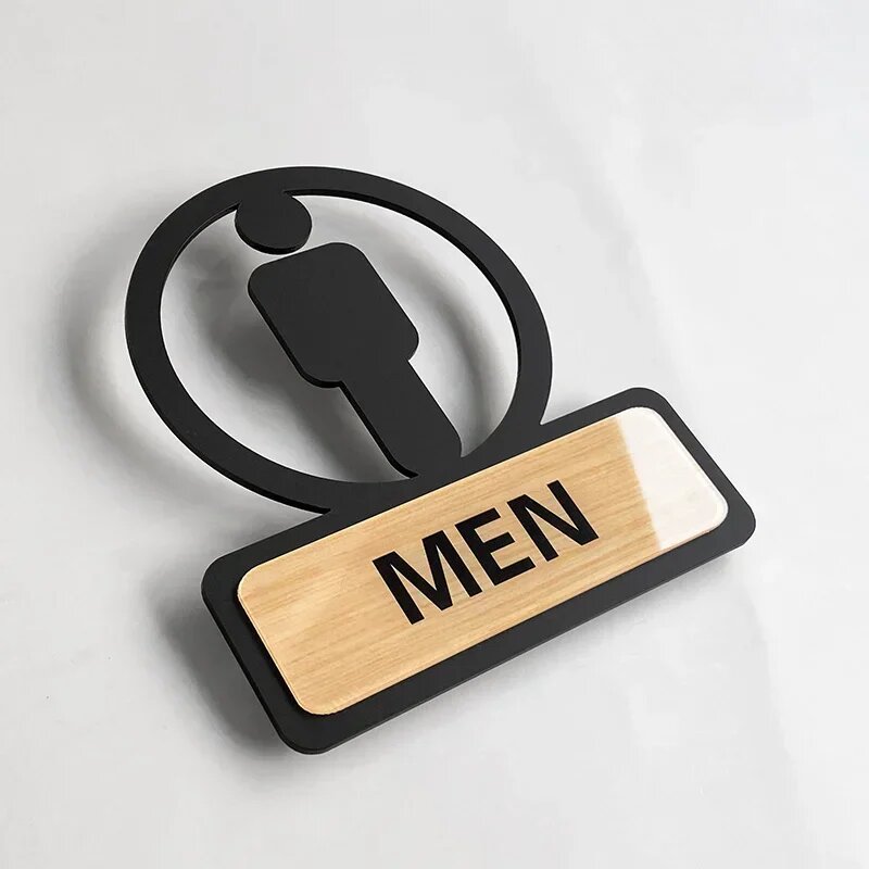 Табличка на дверь туалета "MEN" черная, акрил