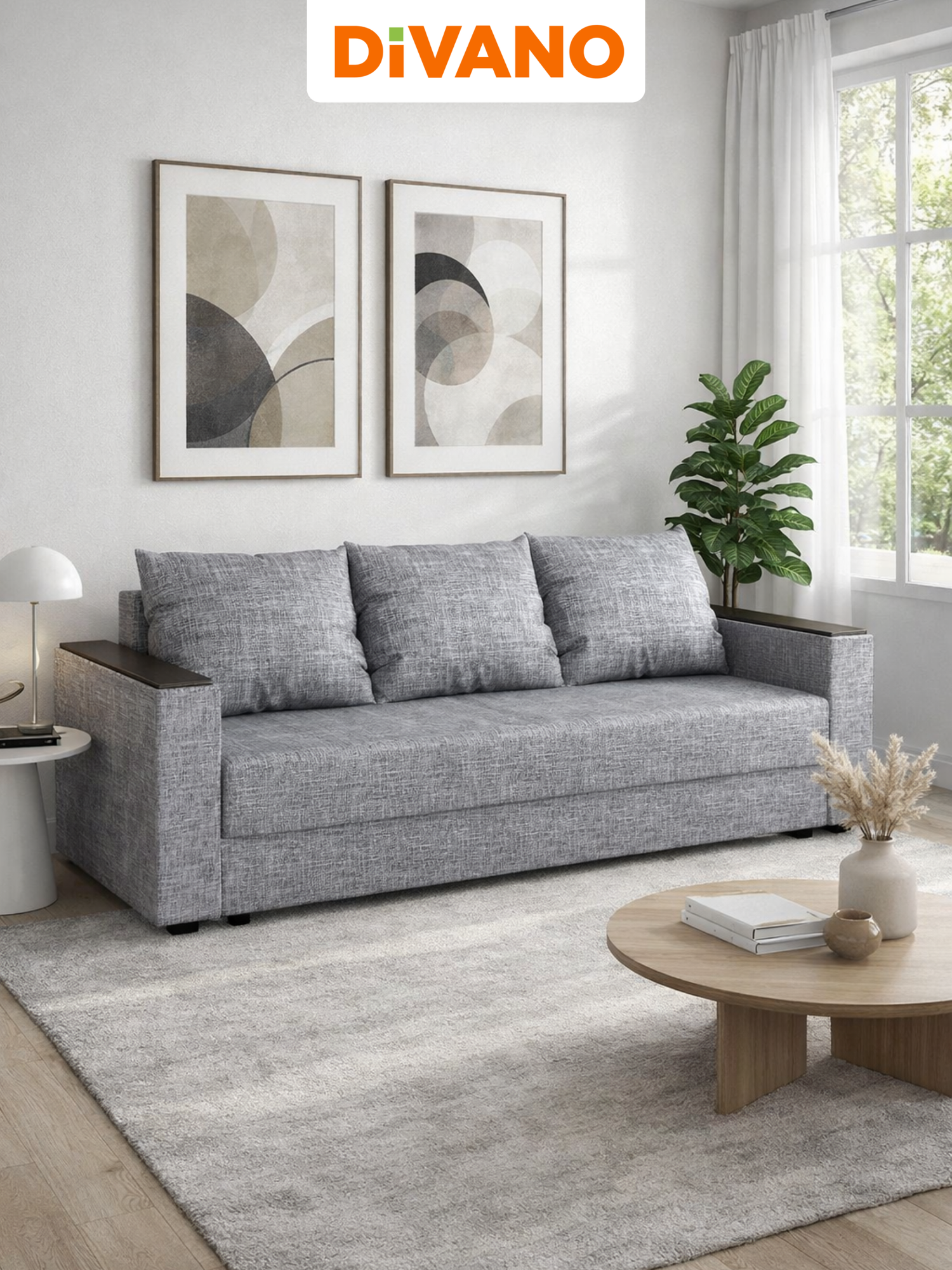 Диван раскладной Атланта Лайт Евро DIVANO, еврокнижка, спальное место 140×185, рогожка, серый дизайн 9