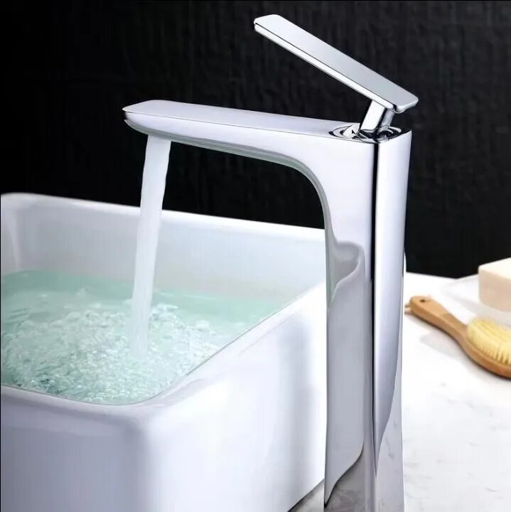 Кран для раковины Туциу Basin Faucet Bath Water Basin Mixer Tap Bathroom Faucet Hot & Cold Black/White Brass Toilet Sink Water Crane Gold Mixer-chrome tall