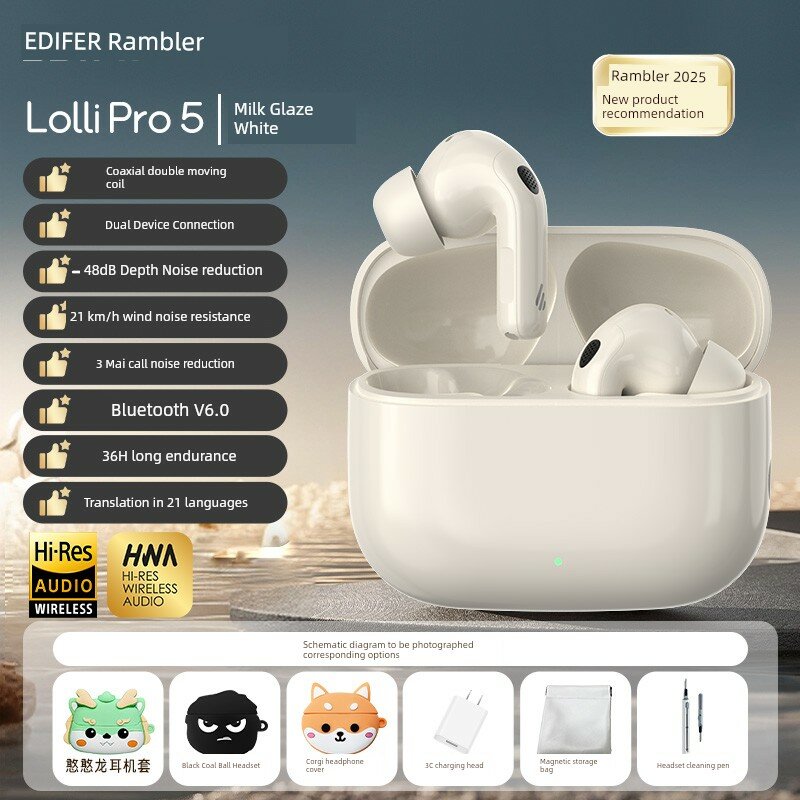 Наушники беспроводные Edifier LolliPro5 с шумоподавлением, цвет кремовый белый, комплект 1 стандартный