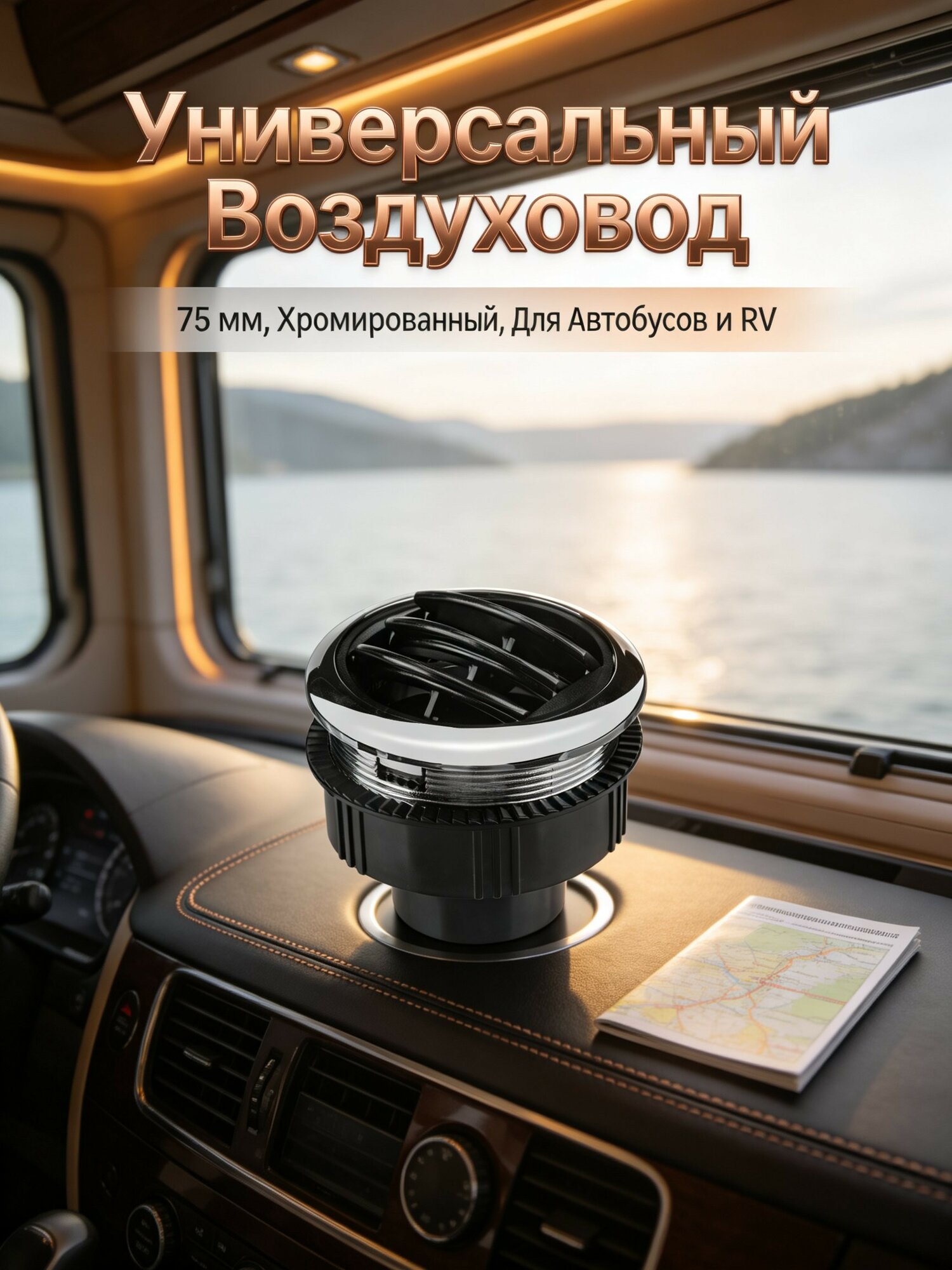 Универсальная круглая розетка кондиционера 75 мм, хромированное покрытие для автобуса и дома на колесах
