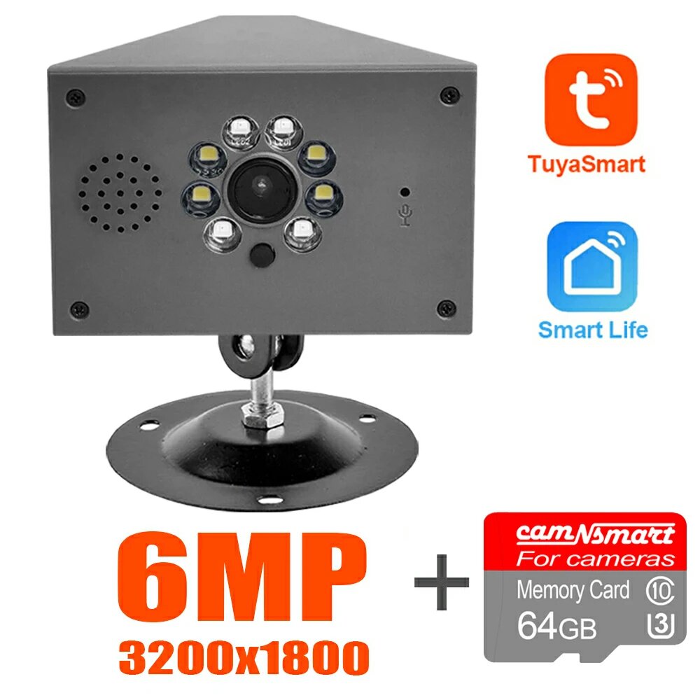 6MP камера безопасности Tuya Smart Wireless Window Aquarium Mount многоцелевого WiFi-мониторинга с ночным видением, угловым расположением и двусторонним аудио-