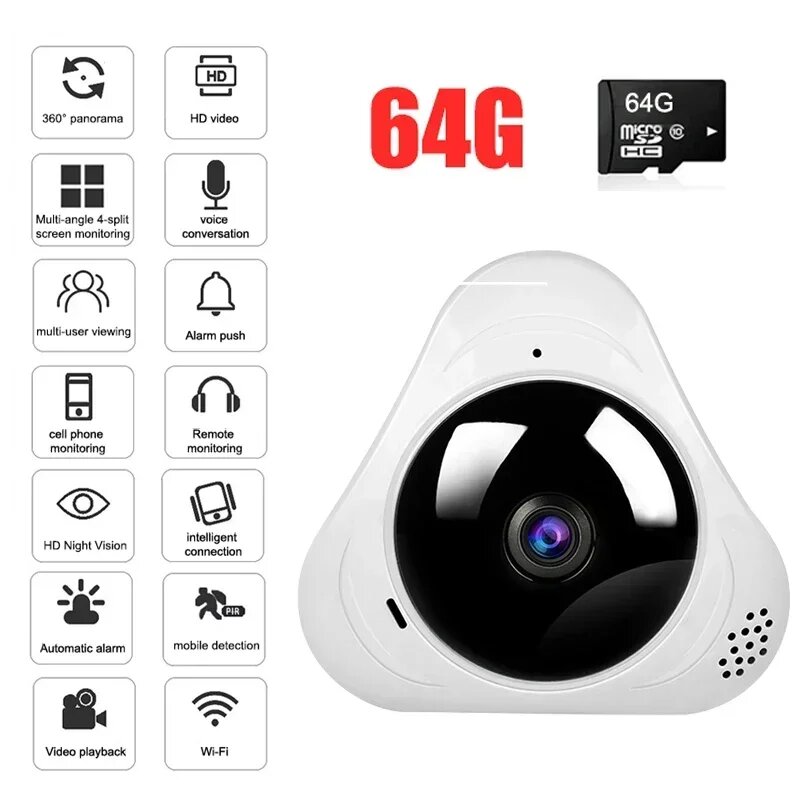 360-градусные Wi-Fi панорамные камеры 1080P для безопасности, рыбий глаз IP 3MP умные домашние камеры видеонаблюдения с ночным видением CCTV-камеры для наблюдения-