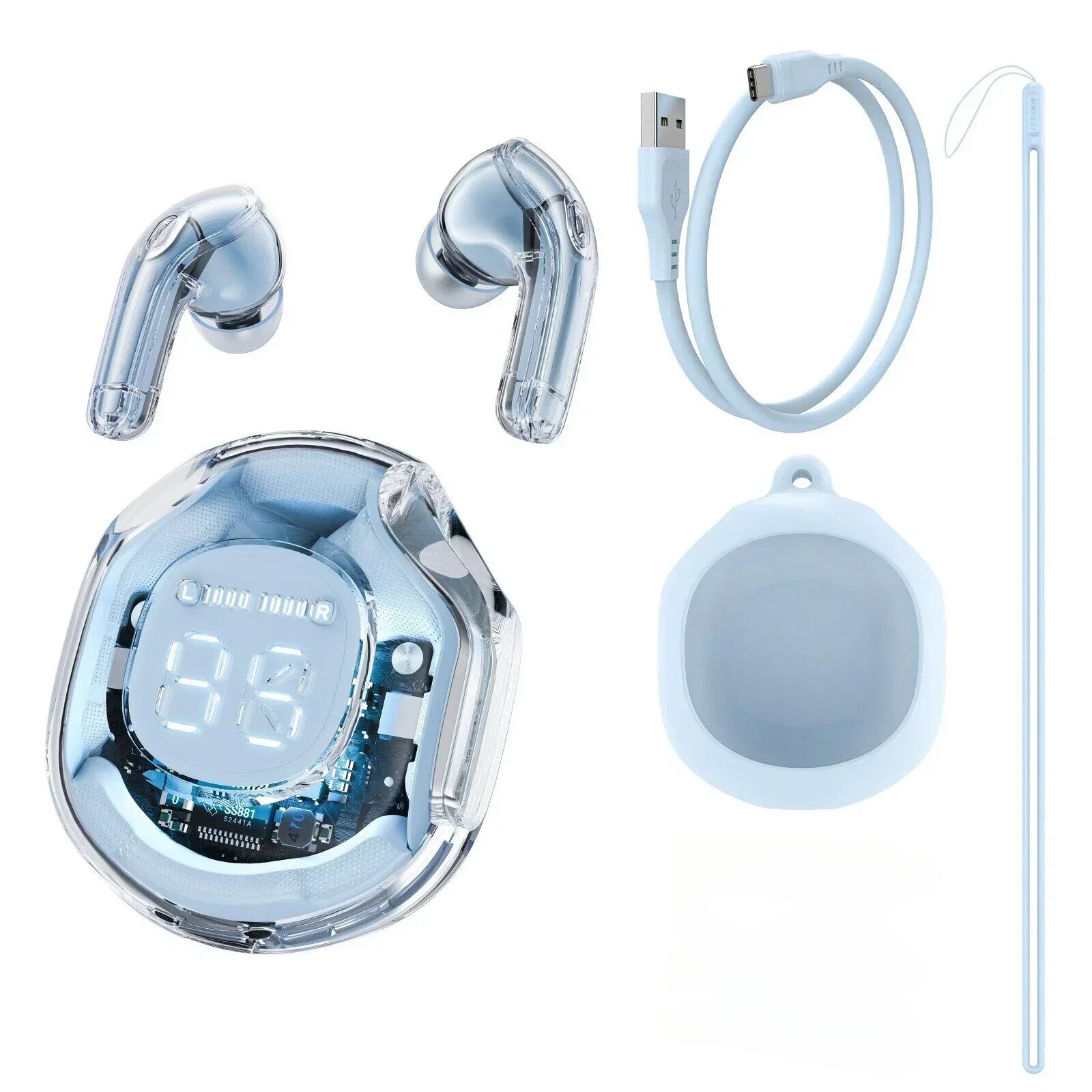 Беспроводные наушники T8 TWS Hi-Fi Blue