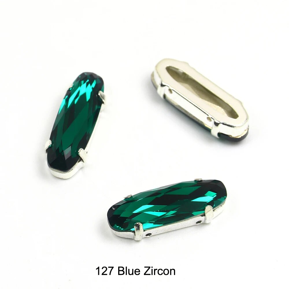 Стразы кристалл овальные 5*15 мм Изумрудный, 5x15mm-30pcs, Blue Zircon 127