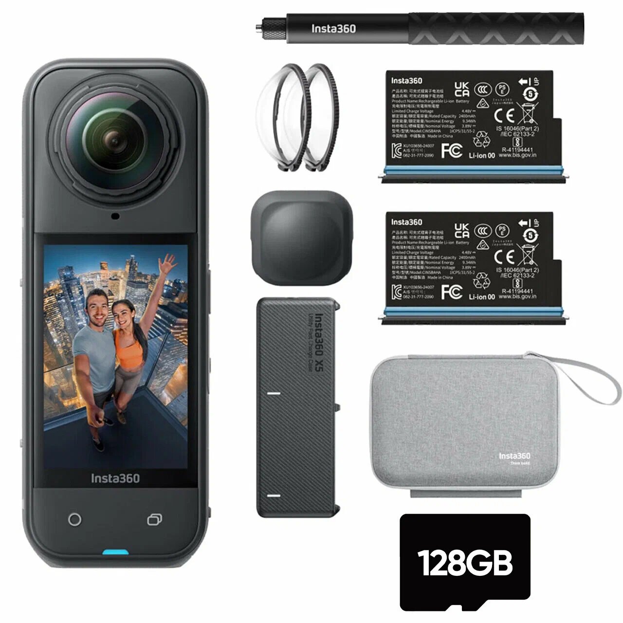 Экшн-камера Insta360 X5 Essentials Bundle, водонепроницаемая, 360° 8К, 72 МП, 4К60 fps, HDR