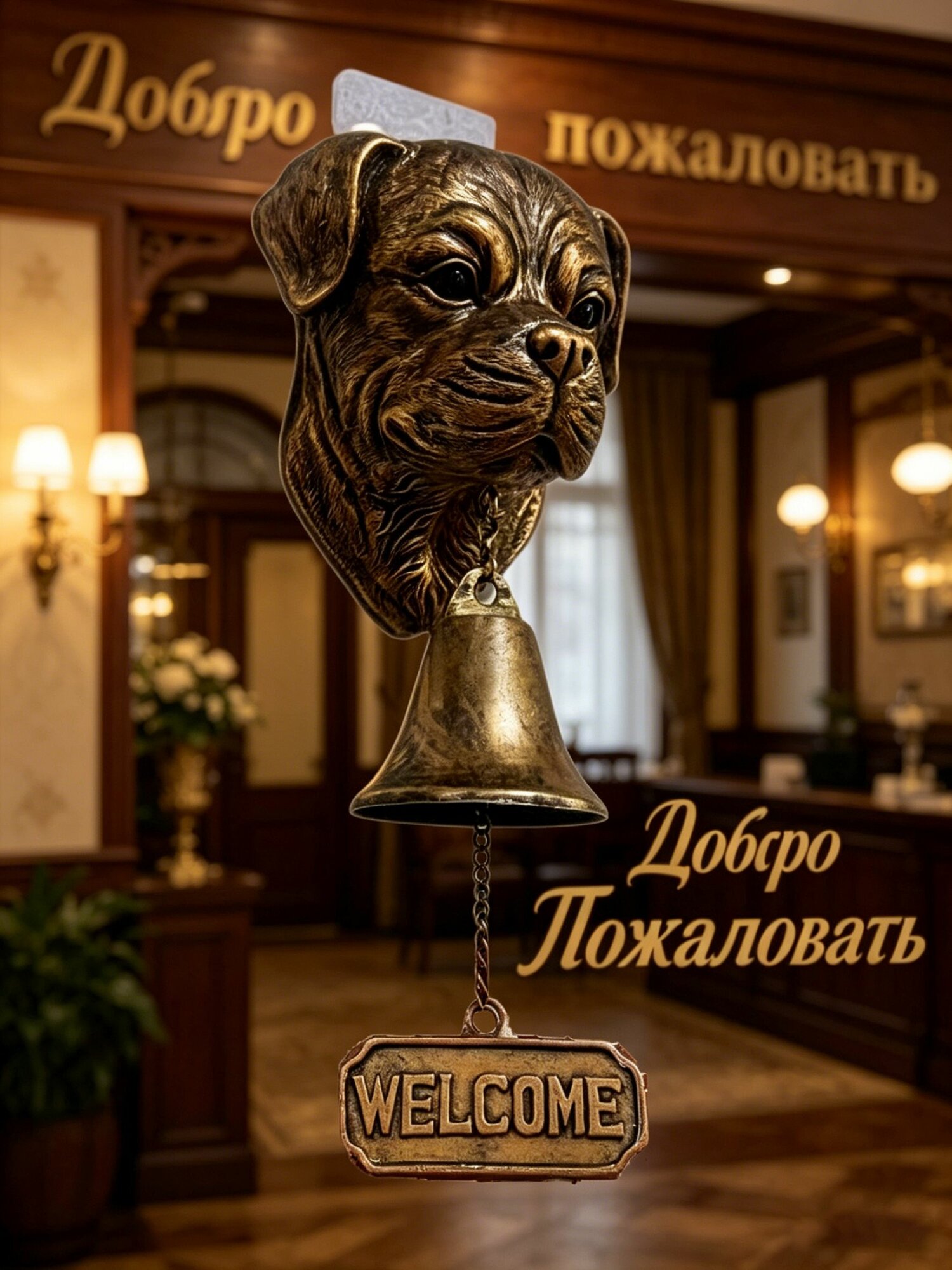 Дверной Звонок "Собака", полимерный материал, 1 шт, высота 18 см, длина 16 см