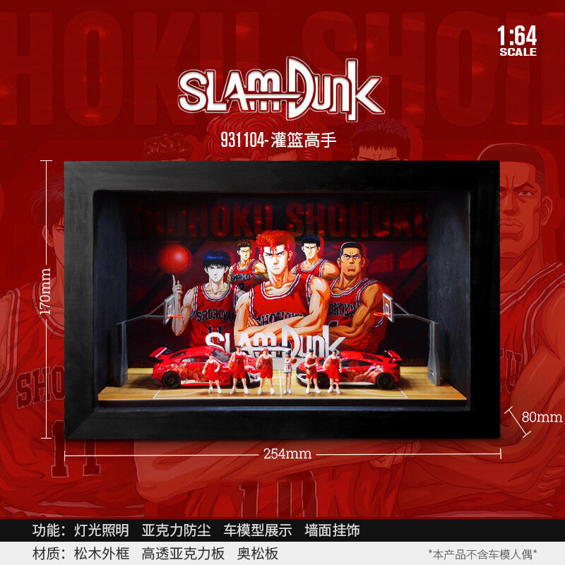 Модельная комплектация 1:64 масштаба для стены с аниме-сценой из Slam Dunk в рамочной подставке для коллекционеров