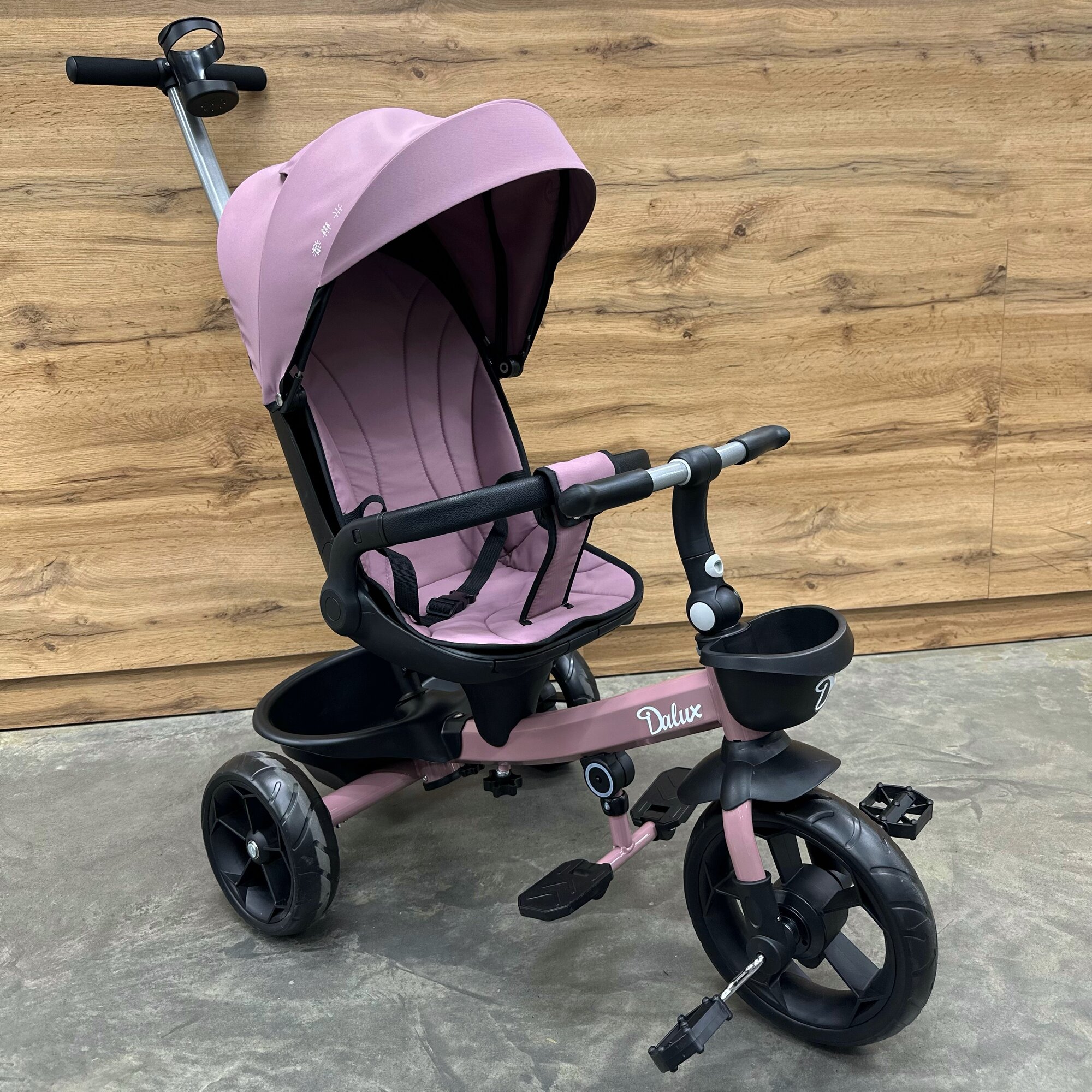 Детский трёхколёсный велосипед BREND LUXMOM DALUX ORIGINAL 3000, с родительской ручкой, до 4х лет, фиолетовый