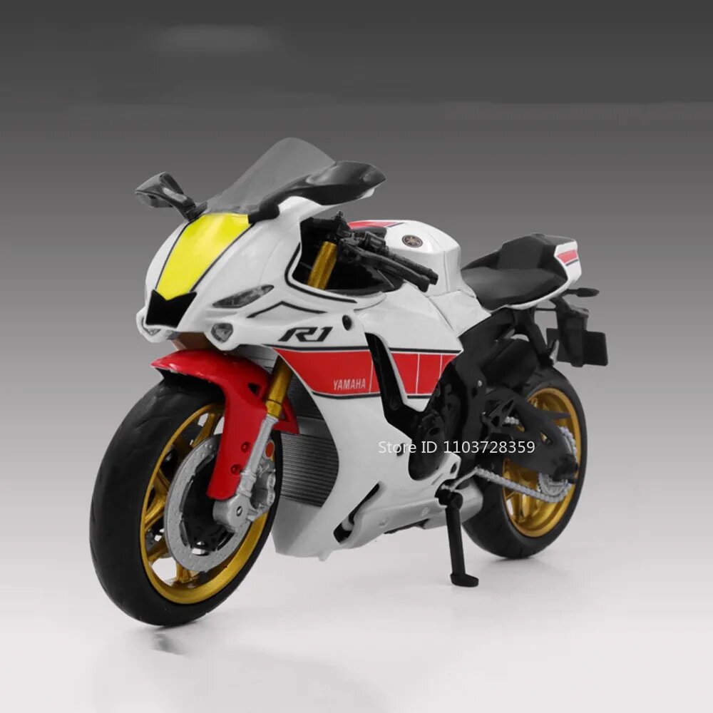 Модель мотоцикла Yamaha YZF-R1M, белая, 1:12