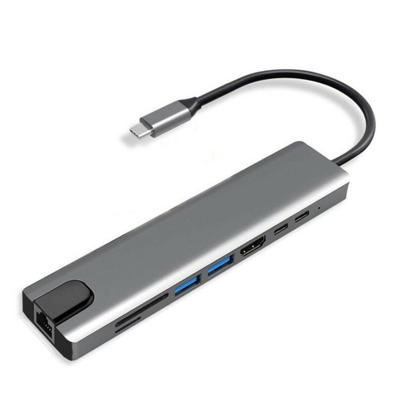 Разветвитель тип-Си 5 в 1 с поддержкой HDMI 4K и портами USB для ноутбука Mac Windows универсальный адаптер