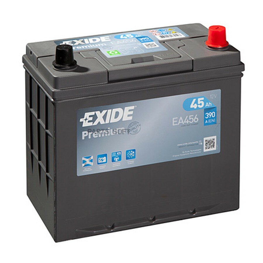 Аккумуляторная батарея от официального дистрибьютора, EXIDE, артикул EA456