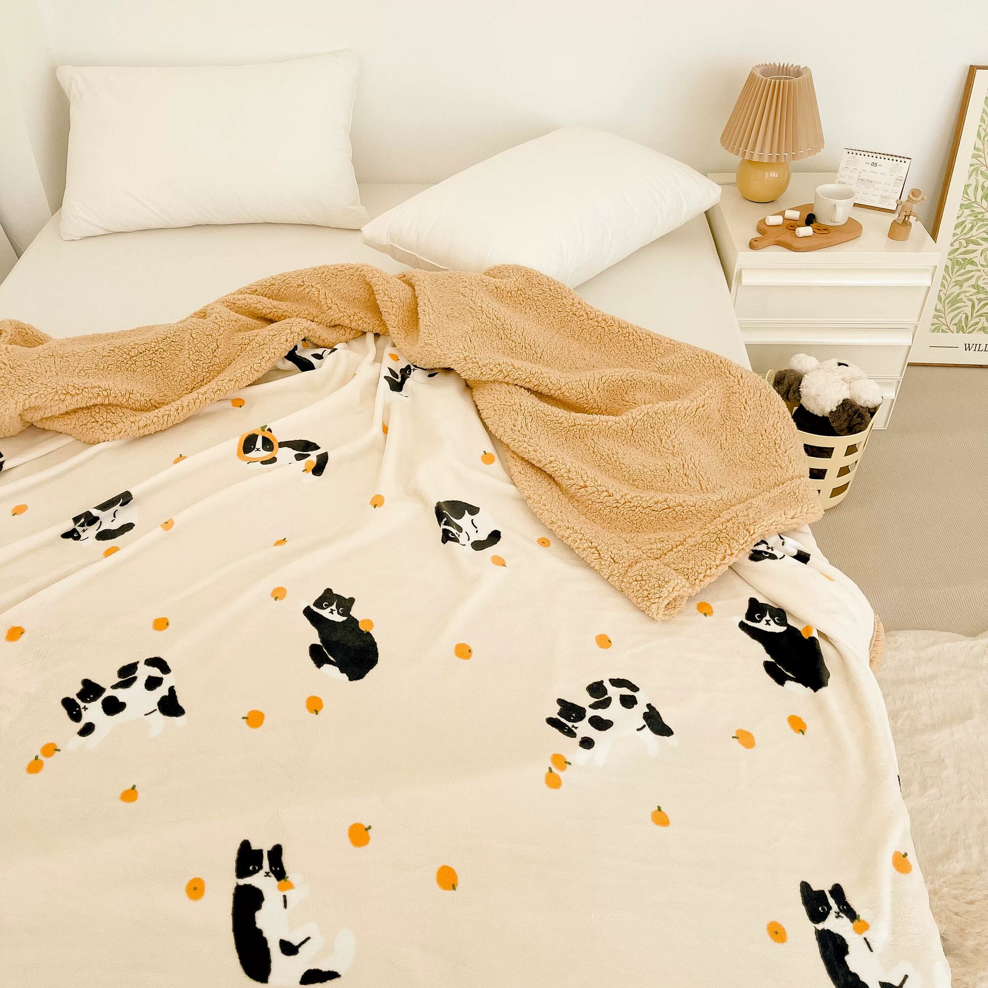 Теплое одеяло Warm Cow Cat, оригинальный дизайн, кремовое, пушистое, для сна, покрывало для дивана, мягкое и