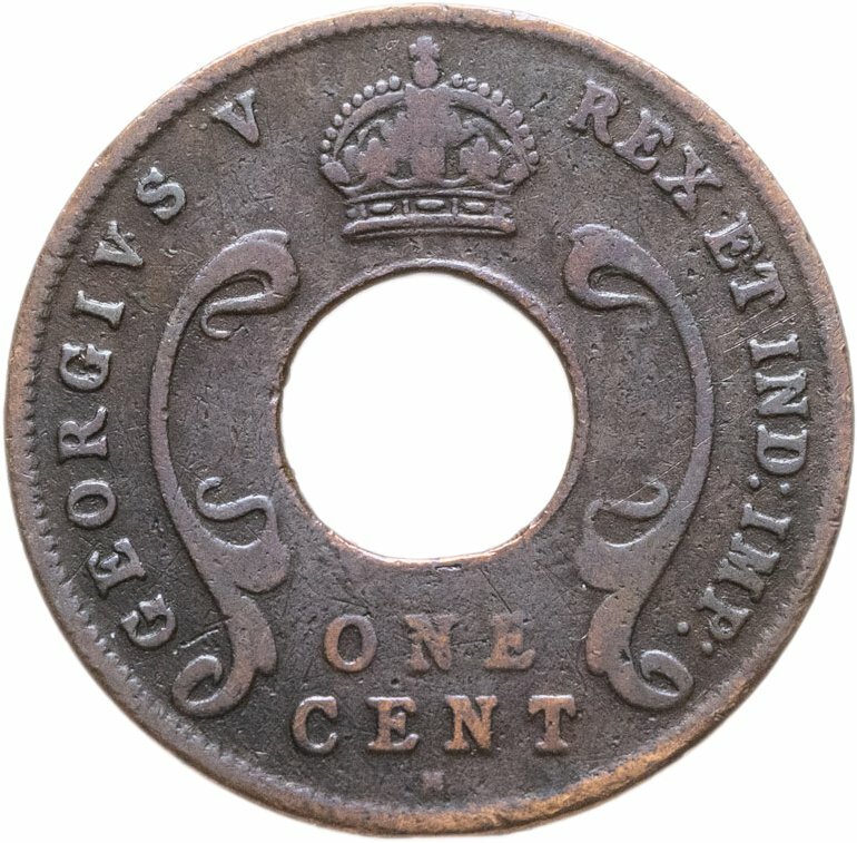 Британская Восточная Африка 1 цент (cent) 1928 H знак монетного двора: "H" - Хитон