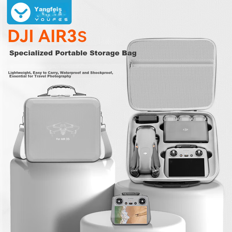 YOUFES Водонепроницаемый чехол для DJI Air 3S с защитой от ударов и кросспоузонной сумкой Цвет：Сумка для DJI Air3S/Air3