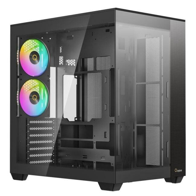 Ocypus Delta-C74-BKD200XX-GL Корпус ПК без блока питания/ Case Ocypus Delta C74 BK ARGB, Midi-Tower, TG, 2x120mm ARGB,