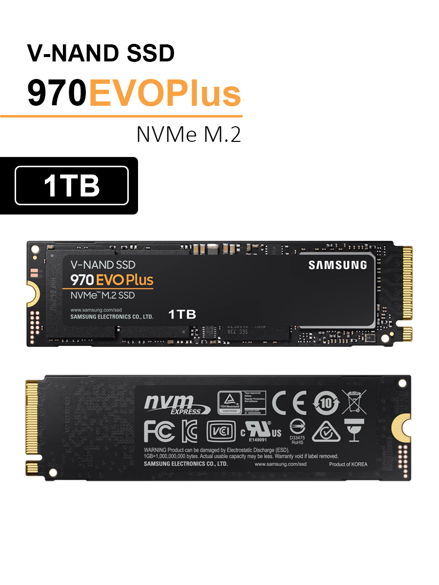 Твердотельный накопитель 970 EVO Plus 1 ТБ M.2 NVMe PCIe 3.0 x4 3500/3300 МБ/с V-NAND TLC SSD для ПК ноутбука