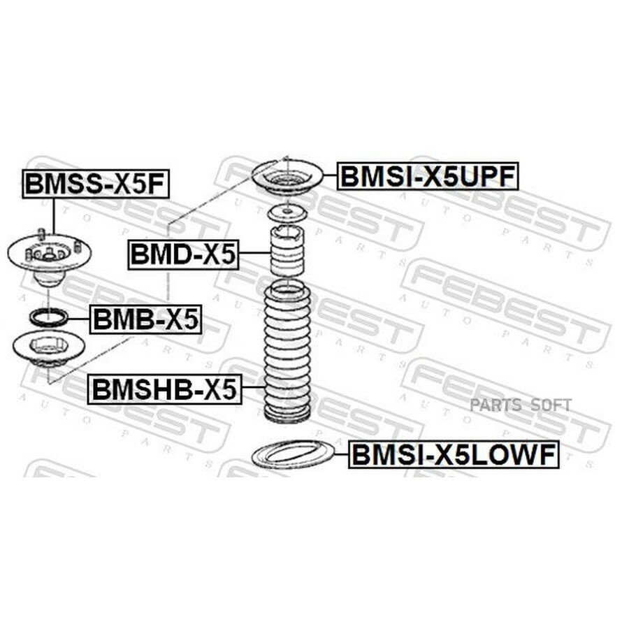 Проставка пружины BMW 5 (E39) пер. верх. FEBEST BMSIX5UPF