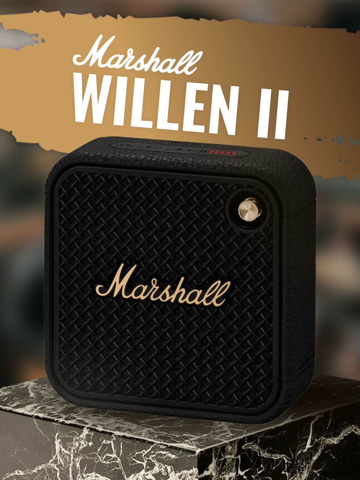 Колонка Marshall Willen II, черная, влагозащищенная с ремешком