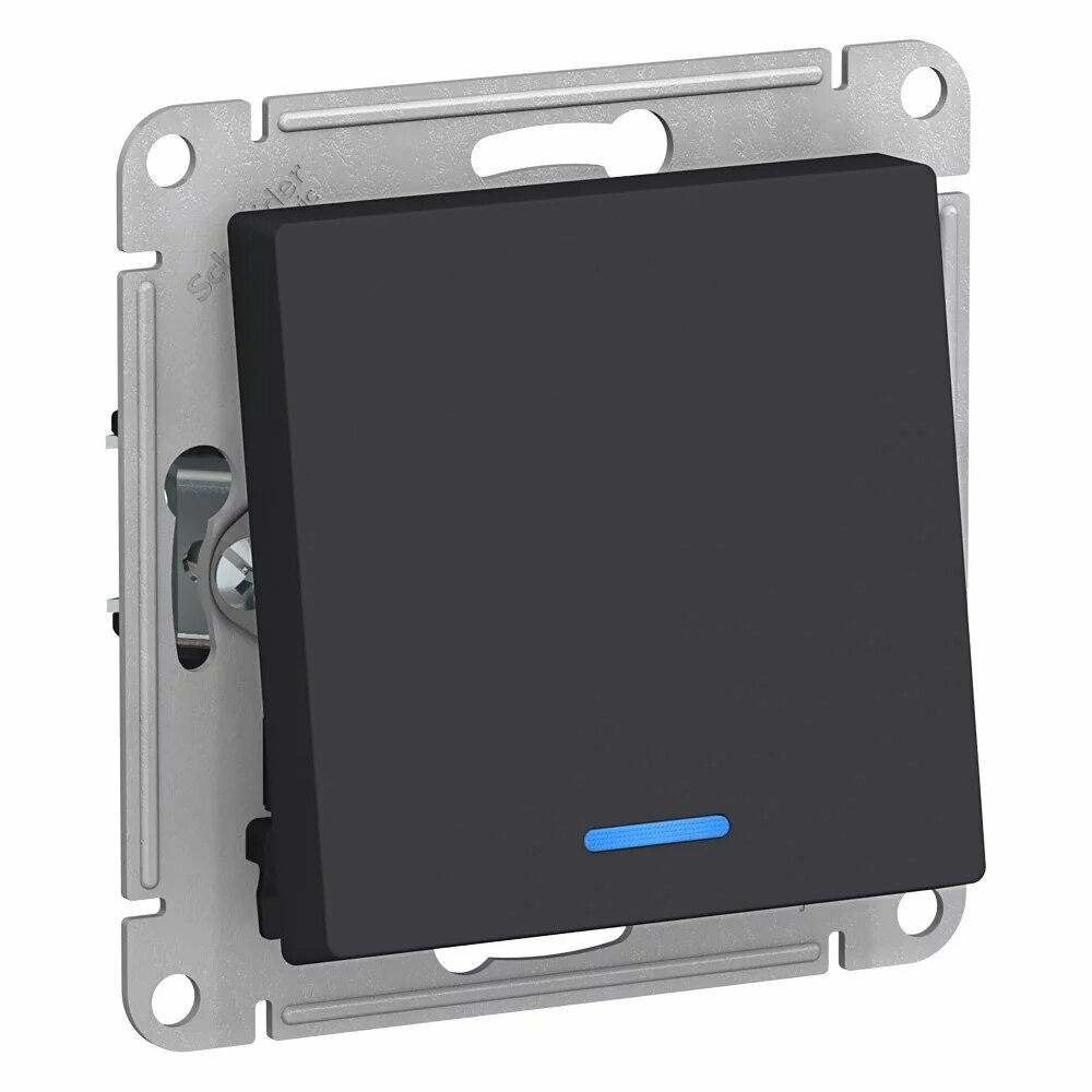 Переключатель 1-клавишный Systeme Electric AtlasDesign с подсветкой, сх.6а, 10АХ, механизм, Карбон