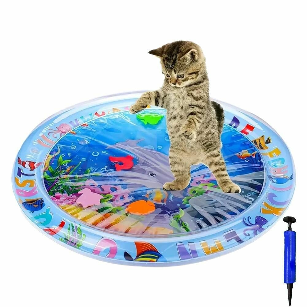Коврик для воды домашних животных, интерактивная игрушка кошек, 65 см*65 см