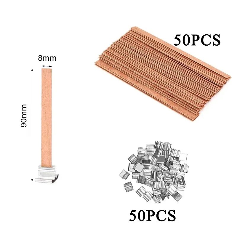 Деревянные фитили для свечей 8mm x 90mm, 50 шт.