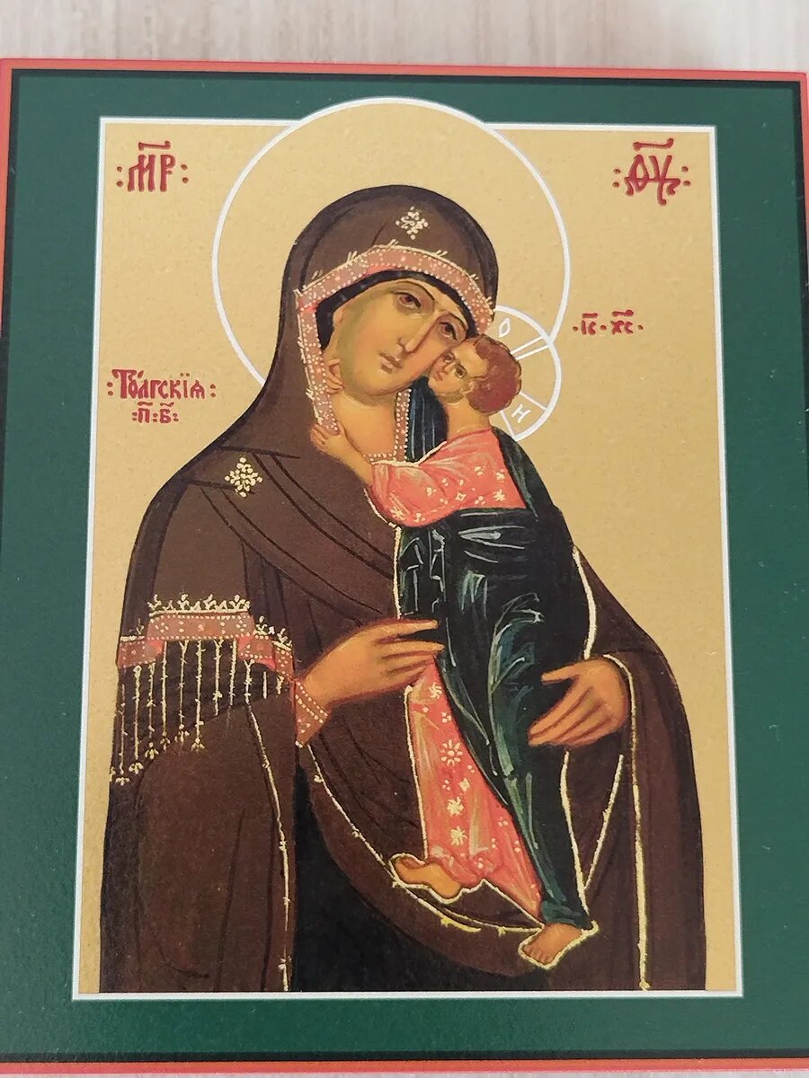 Икона "Толгская Божия Матерь" , МДФ, освящена, 10 см x 12 см