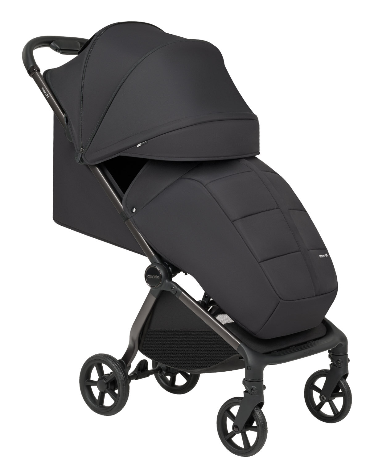 Коляска Carrello Atom M CRL-5527 Diamond Black, для детей 6-36 месяцев, с бампером и накидкой