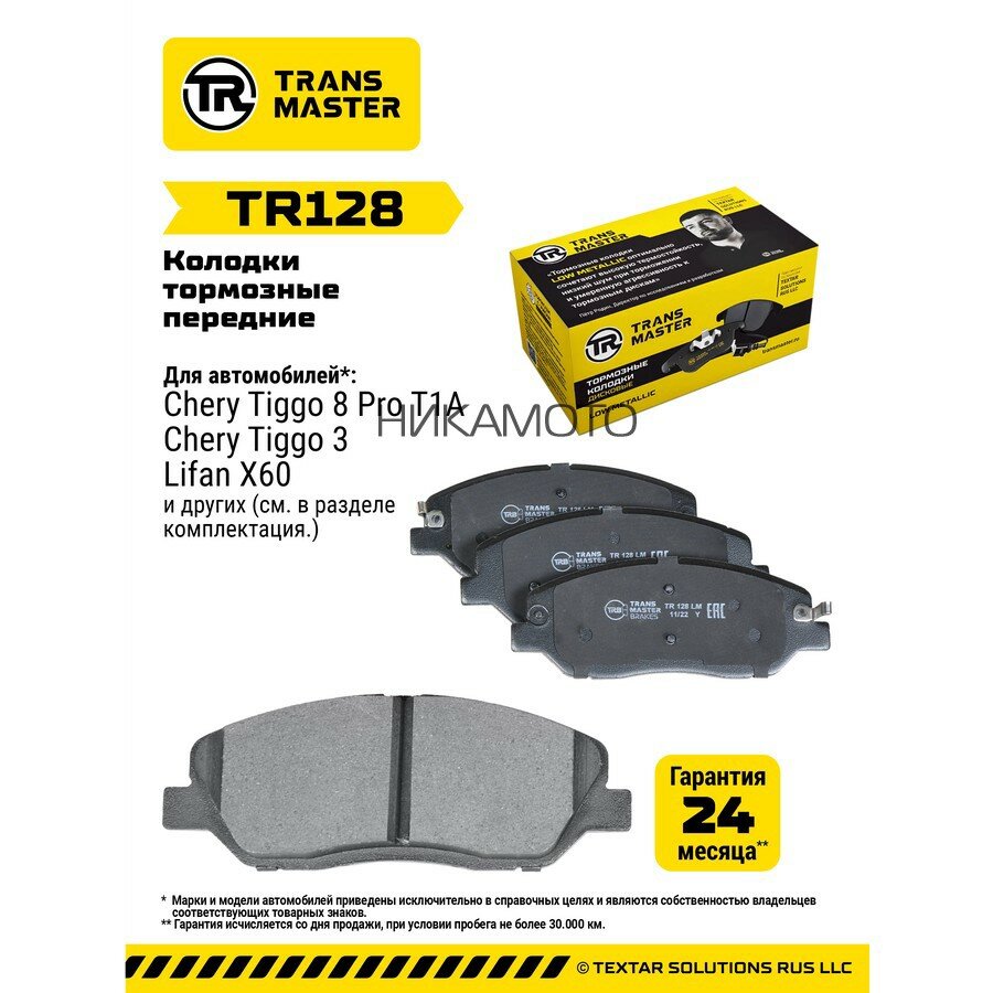 TRANSMASTER TR128 Тормозные колодки дисковые HYUNDAI SANTA FE перед. 06-