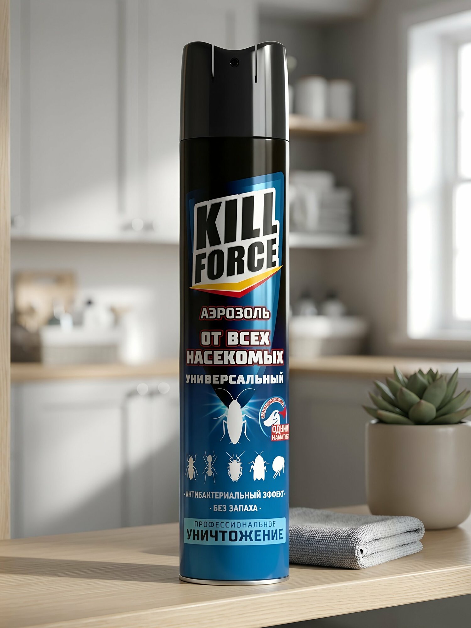 Инсектицид Kill Force универсальный аэрозоль от муравьев и блох, 350 мл, спрей для обработки помещений