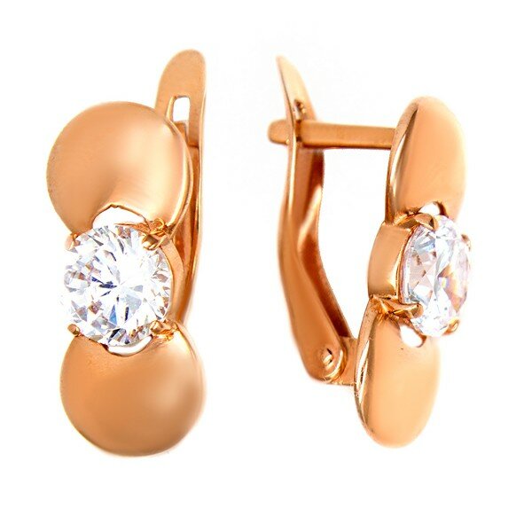 Серьги, красное золото, 585 проба, фианит