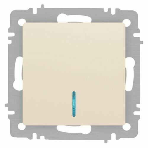 Выключатель 1-кл. СП Accent 6-102-02 10А IP20 250В с подсветкой AL/CU сл. кость Intro Б0063428