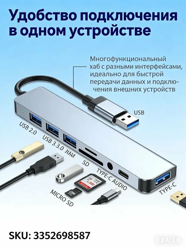 USB разветвитель адаптер 8 в 1 USB HUB Type C док станция Usb 3.0 хаб 3 0 переходник концентратор адаптер TF SD картридер для ноутбука для макбука USB-2.0 Type-c. USB 3.0 Aux 3.5