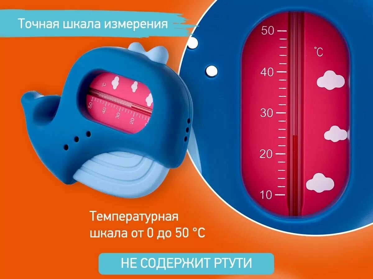 Термометр для воды ROXY-KIDS Кит (синий)