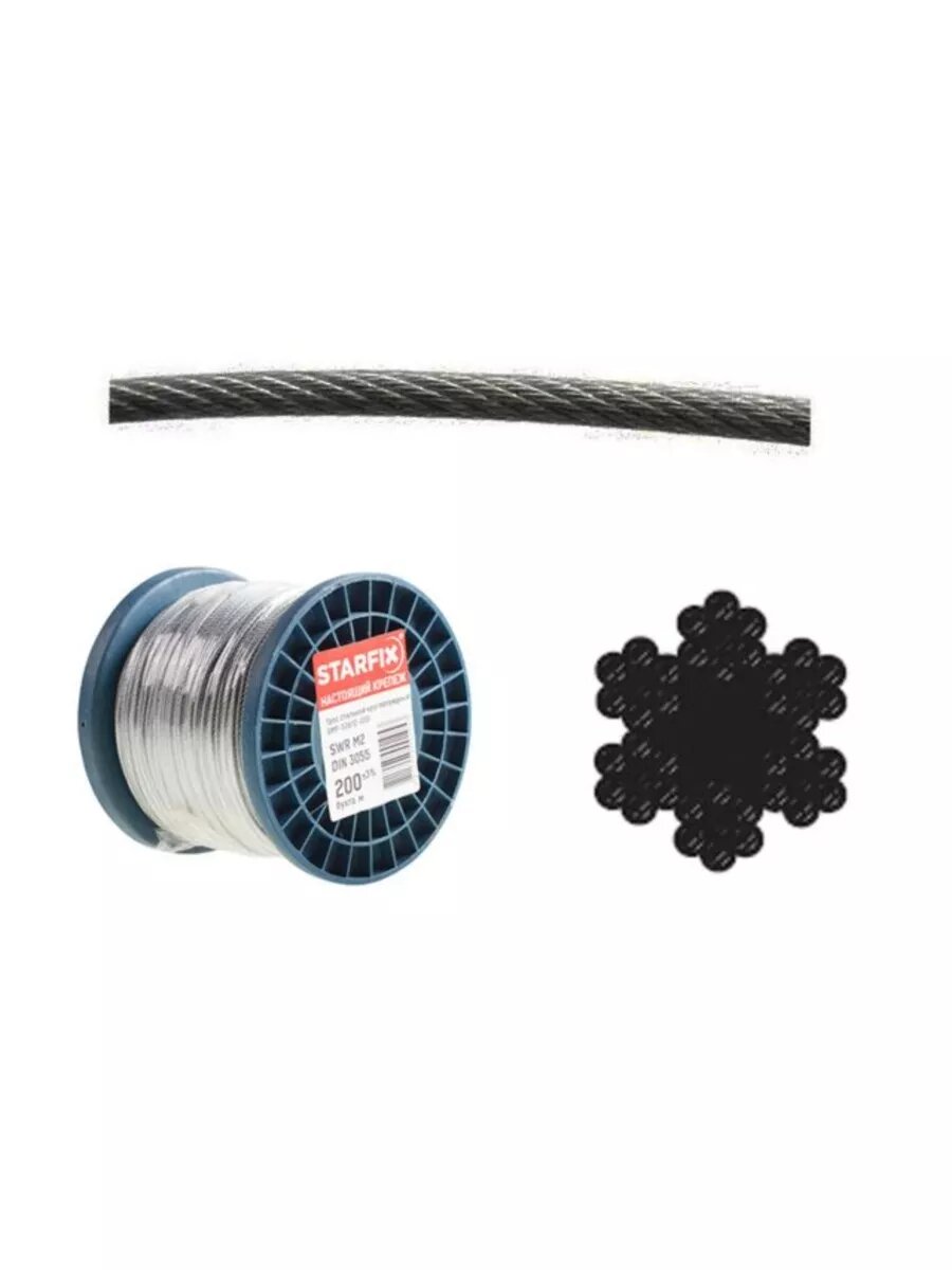 STARFIX Трос стальной М12 DIN 3060 бухта 100 м SMP-53713-100