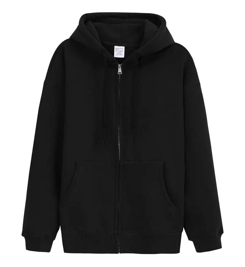 Черная толстовка на молнии 3XL Oversize unisex