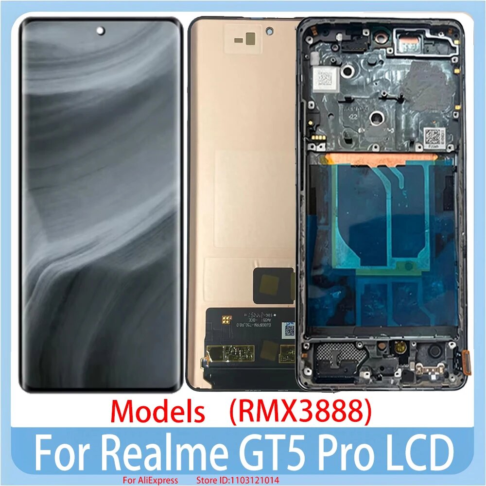 6,78 "оригинальный AMOLED для Realme GT5 Pro ЖК-дисплей RMX3888, дигитайзер в Silver With Frame