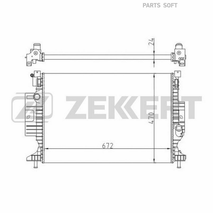 ZEKKERT MK-1594 Радиатор охлаждения двигателя Ford C-Max II 15- Focus III 14- Grand C-Max 15- Kuga II 14-