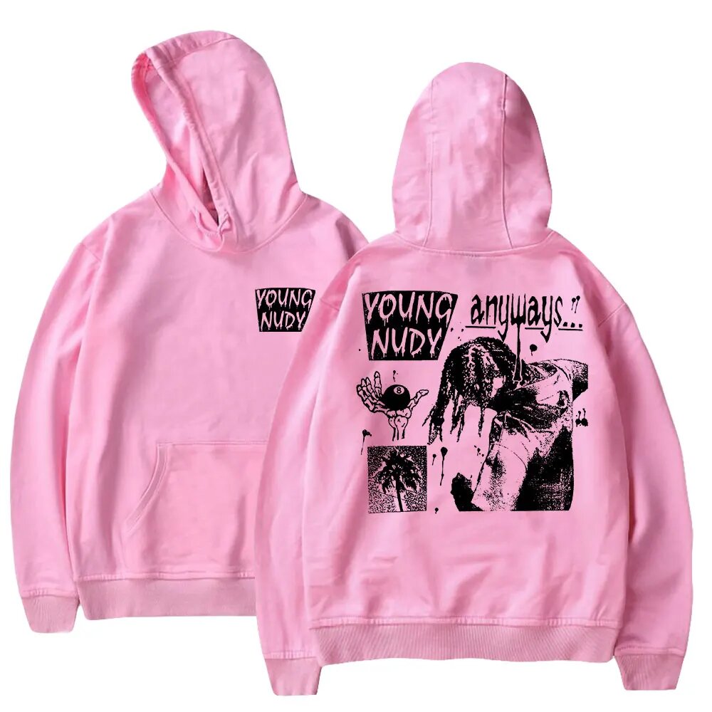 Розовая толстовка Young Nudy с капюшоном, XXS, Pink-JY11538