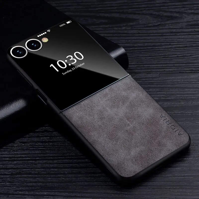 Чехол для Samsung Galaxy Z Flip 7 из искусственной кожи, Gray