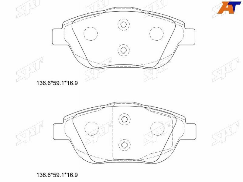 . SAT Тормозные колодки передние для CITROEN C3 09-/C3 II 09-/C3 PICASSO 09-/DS3 09-