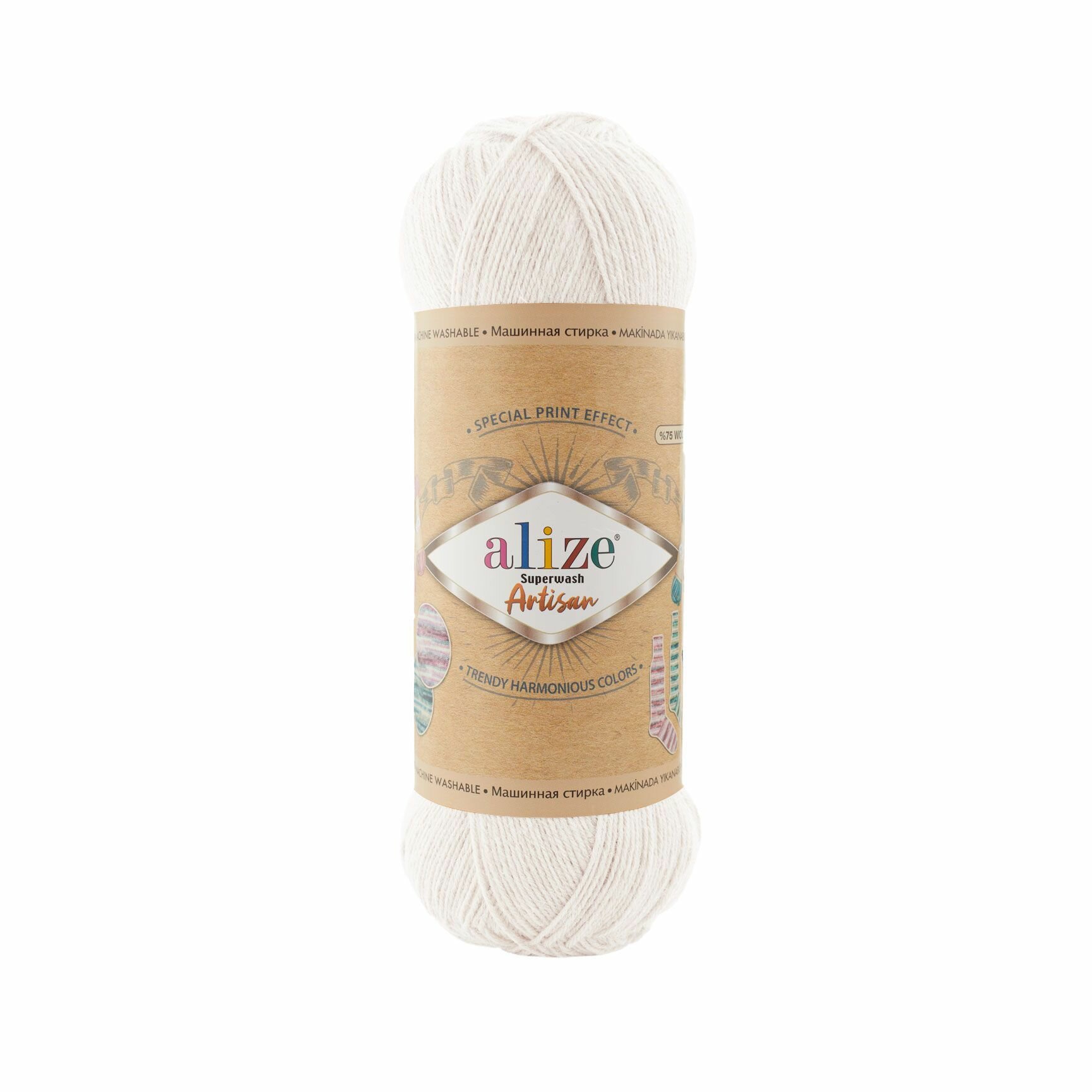 Пряжа Супервош Артисан (Superwash Artisan) упаковка 5 мотков 100 г. 420 м.75% SW шерсть 25% полиамид цвет 55 белый