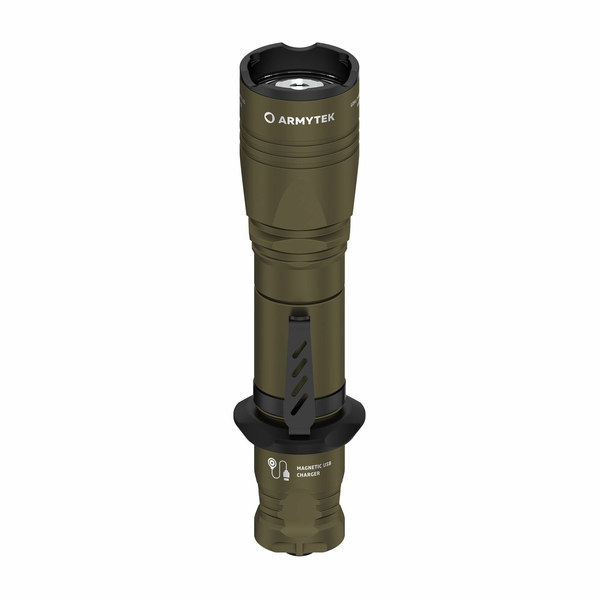 Фонарь тактический Armytek Dobermann Pro Magnet USB Olive (теплый свет) F07501WO