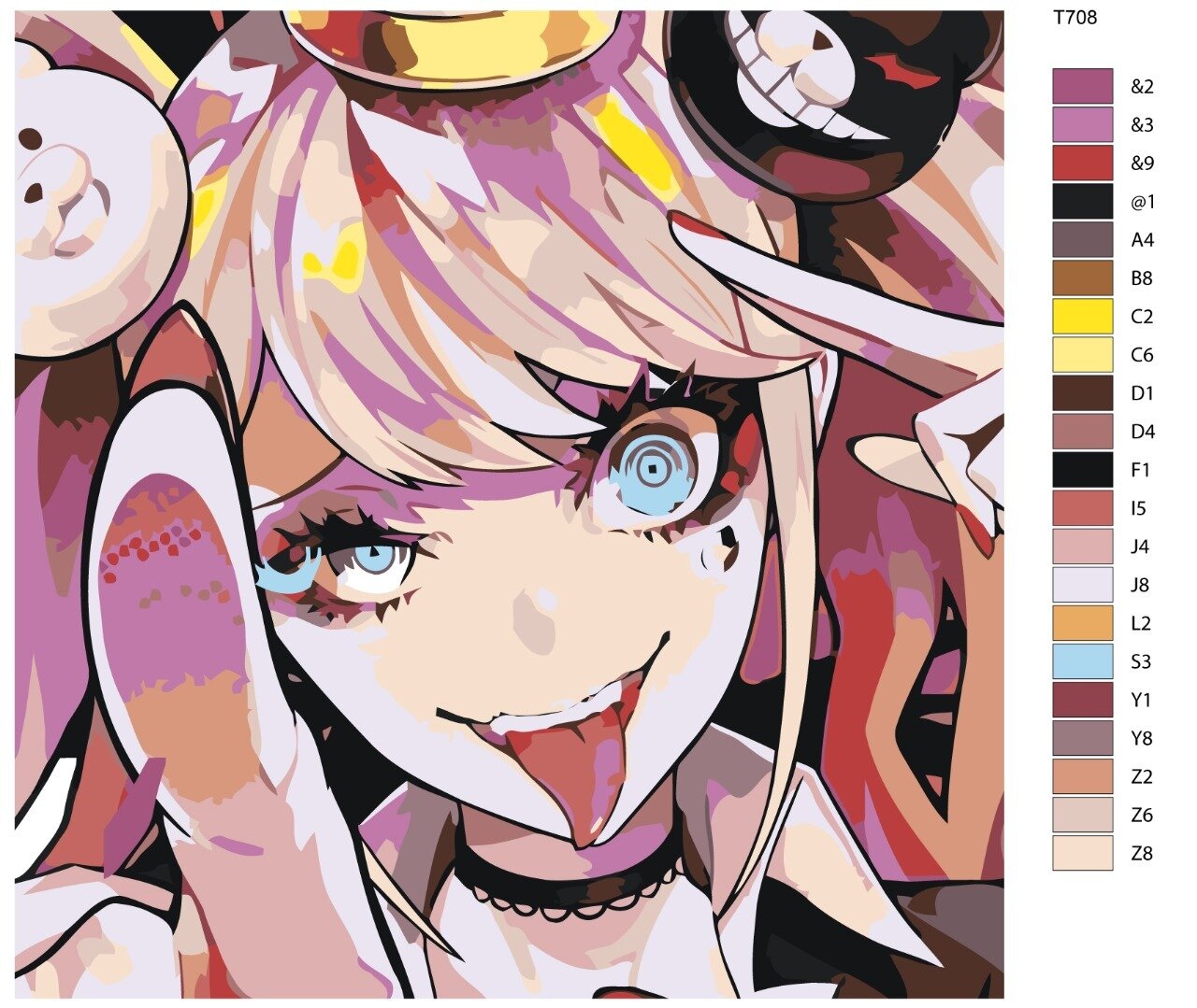 Картина по номерам T708 "Джунко Эношима. Аниме Данганронпа - Danganronpa " 70x70