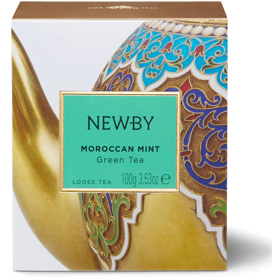 Чай Newby Марокканская Мята, зелёный, листовой, 100 грамм в картонной пачке