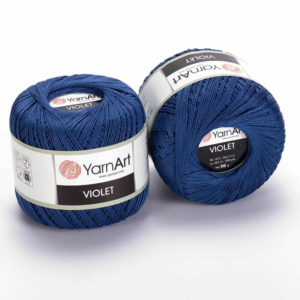 Пряжа Виолет (Violet Yarnart) упаковка 6 мотков 50 г. 282 м.100% мерсеризованный хлопок цвет 0154 синий