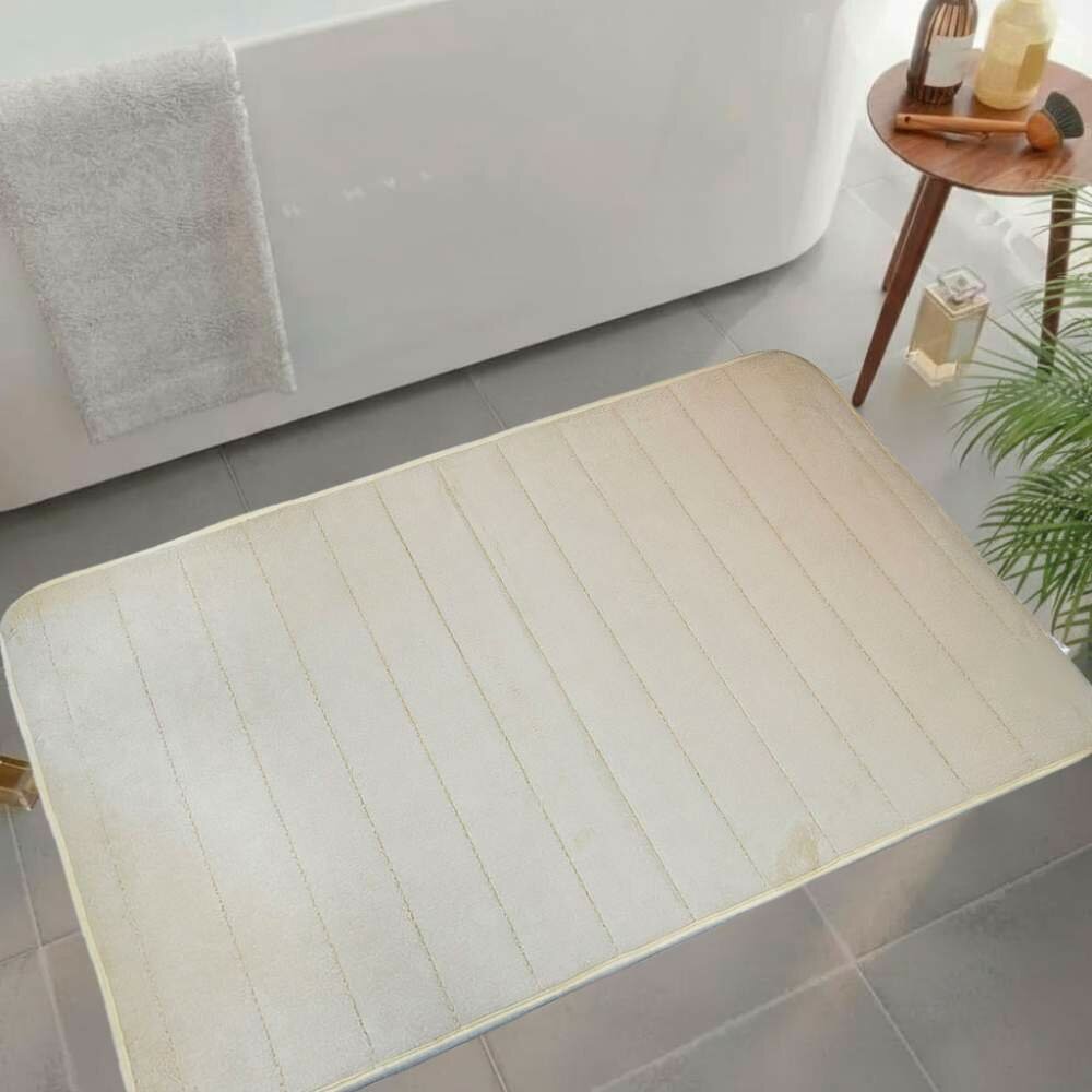 Коврик для ванной 60х100 см "Roomis Stripe", кремовый, нескользящий, мягкий ворс